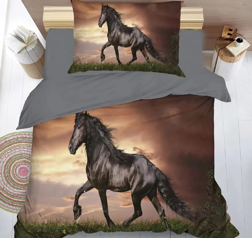 3D povlečení z mikrovlákna KŮŇ hnědé Rozměr povlečení: 70 x 90 cm | 140 x 200 cm