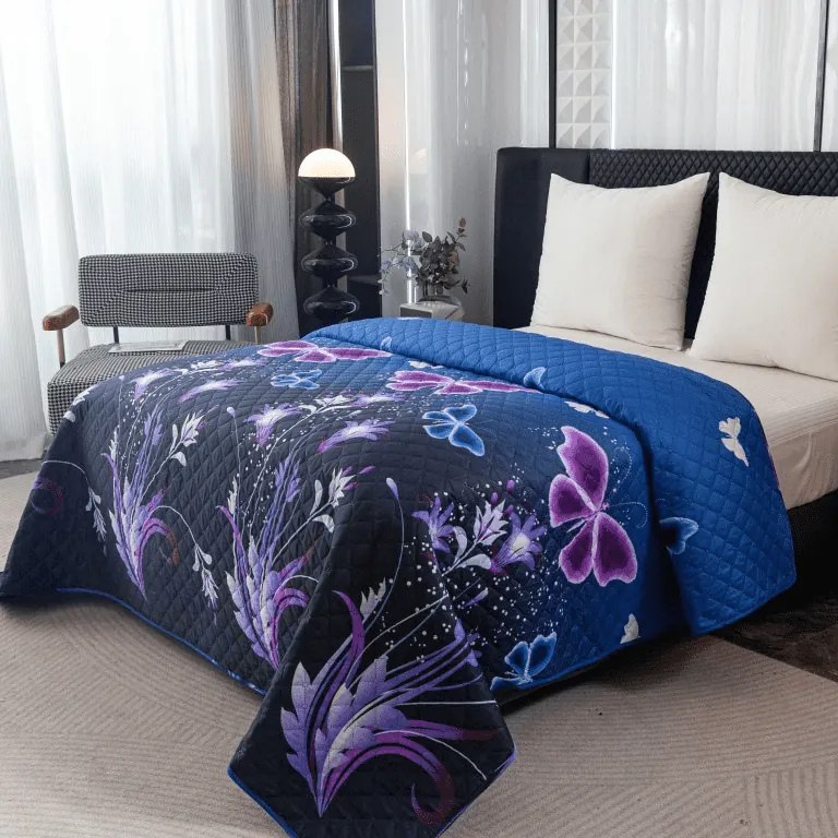 Přehoz na postel VIOLET BUTTERFLY, tmavě modrý Rozměr: 220 x 240 cm
