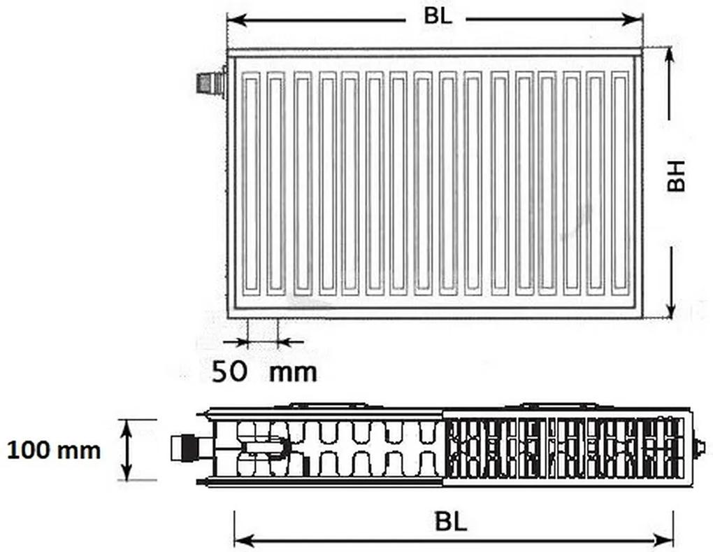 Kermi Therm X2 Profil-V deskový radiátor 22 600 / 1000 FTV220601001L1K