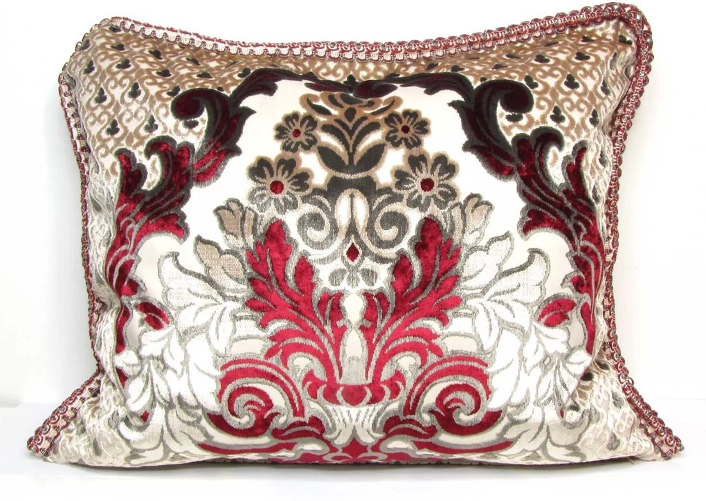 Smilargan Povlak na polštář Imane - béžový s červenými ornamenty