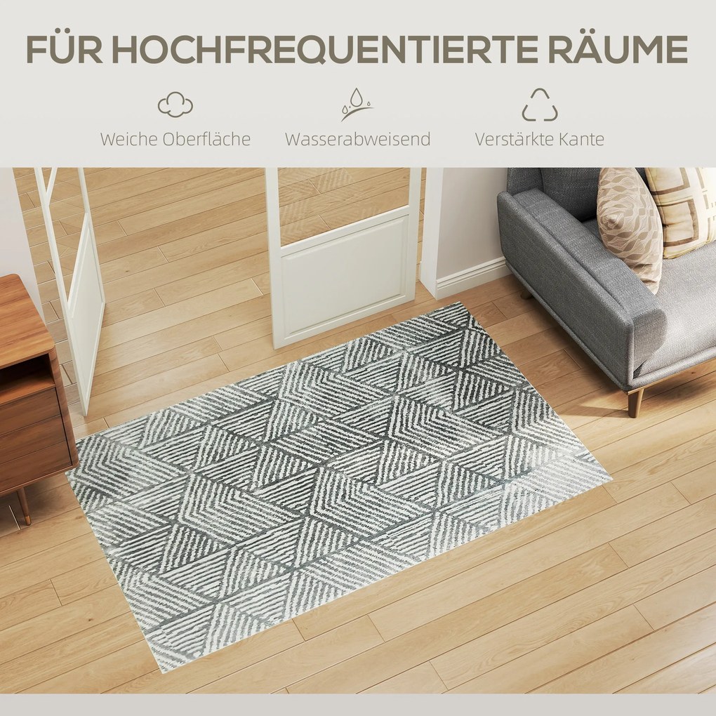 HOMCOM Krátkosrstý koberec do obývacího pokoje v moderním stylu, pratelný koberec, koberec do obývacího pokoje, ložnice, 150 x 80 cm Tmavě šedý
