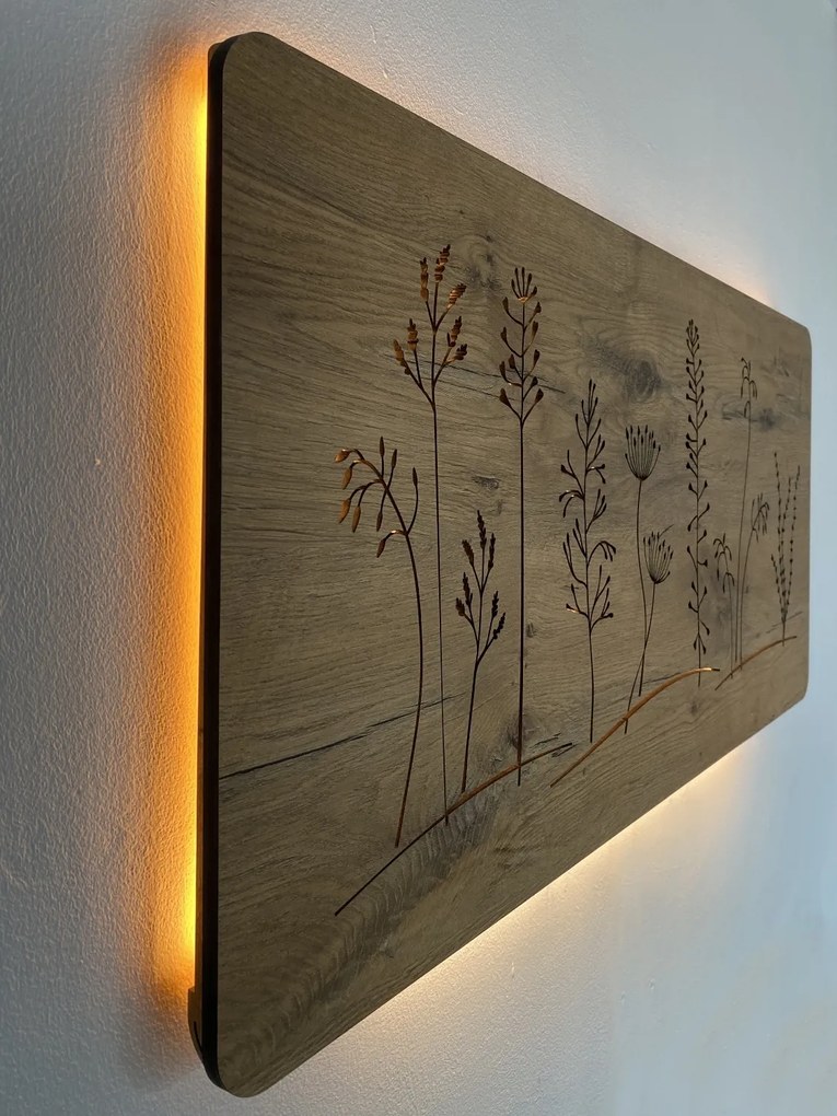 Li-Go "Louka" světelný obraz 230V 90x40 cm provedení povrchu: dub světlý