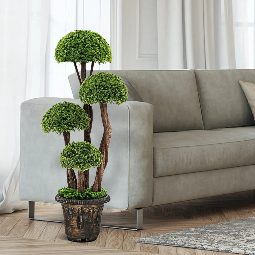 Costway Artificial Topiary Tree z cedrového dřeva dekorativní umělý strom 90 cm