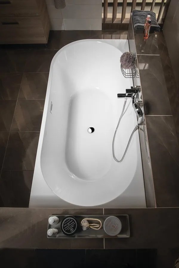 Aqualine Aqualine, TIBERA R rohová stojící vana 170x80cm, bílá, E1015