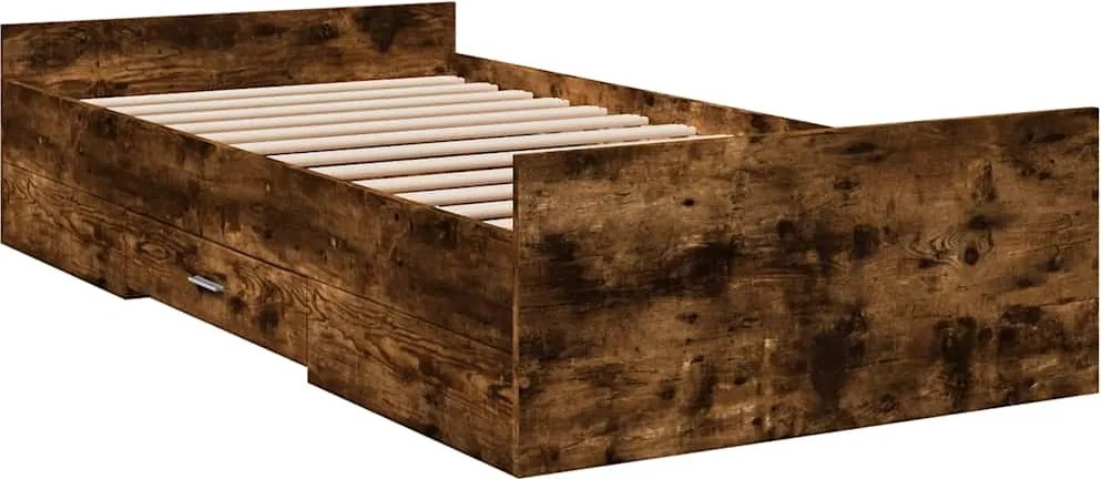 Rám postele se zásuvkami kouřový dub 75x190 cm kompozitní dřevo 3280353