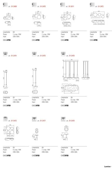 Redo 01-2471 - Nástěnné svítidlo LUMIEN 2xG9/10W/230V zlatá/bílá