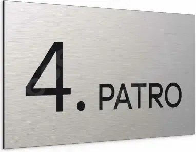 ACCEPT Označení podlaží "4. PATRO" - stříbrná tabulka - černý popis