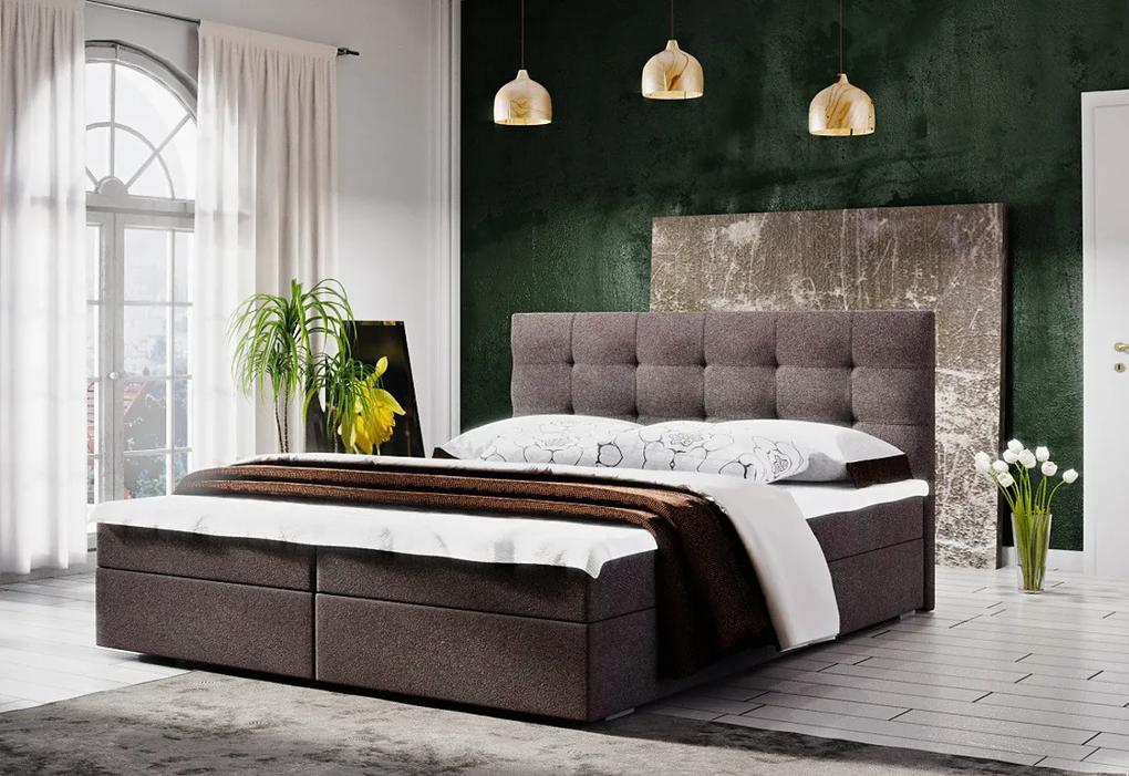 Moderní postel 180x200 STIG II s úložným prostorem  - hnědá