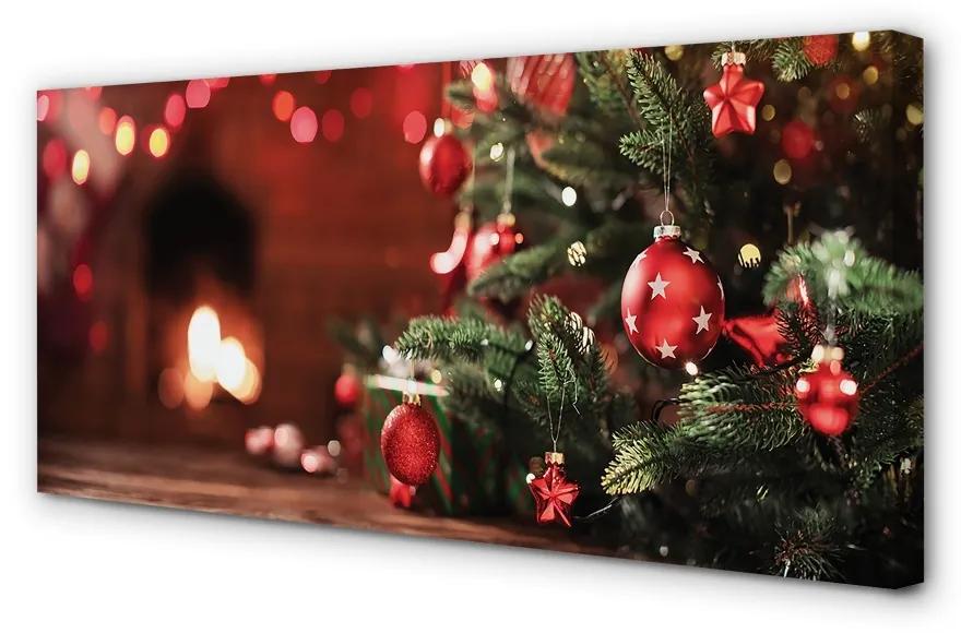 Obrazy na plátně Vánoční strom ozdoby světla dárky 125x50 cm