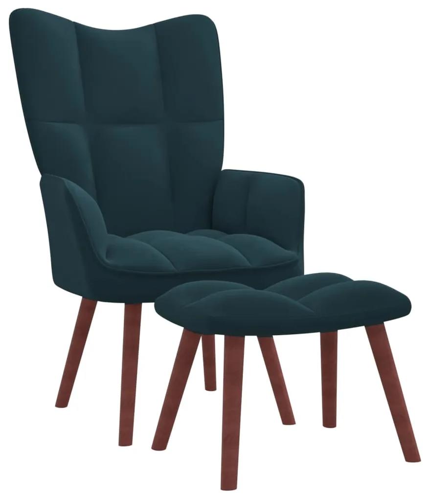 Relaxační křeslo se stoličkou modré samet,  328072