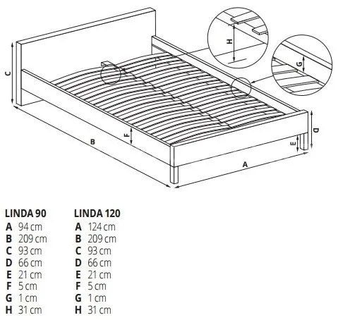 Stylová postel LINDA 90