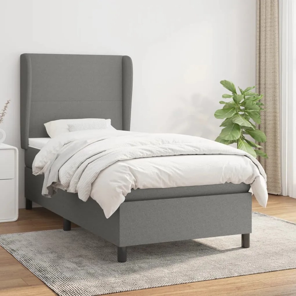 Box spring postel s matrací tmavě šedá 90x200 cm textil 3127774
