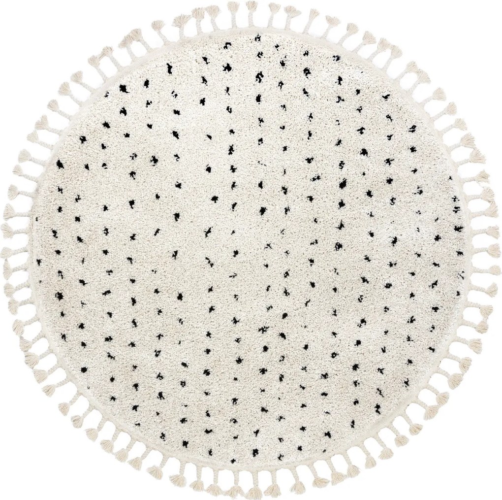 Kusový koberec Berber Syla B752 dots cream kruh, 120x120 (priemer) kruh, biela, chodba / predsieň, Dywany Łuszczów