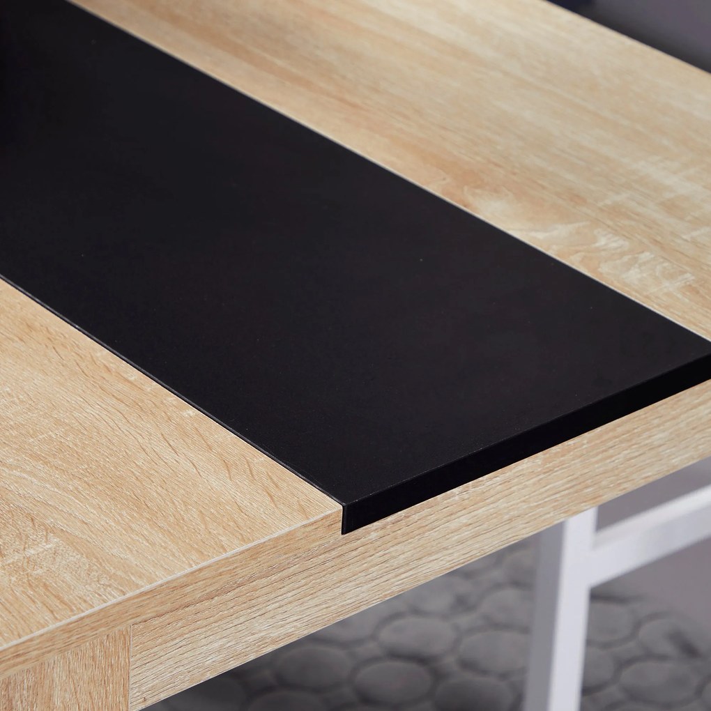 HOMCOM Moderní jídelní stůl s velkou pracovní plochou pro 2-4 osoby z dřevotřísky 120D x 69Š x 75V cm Černá a Přírodní