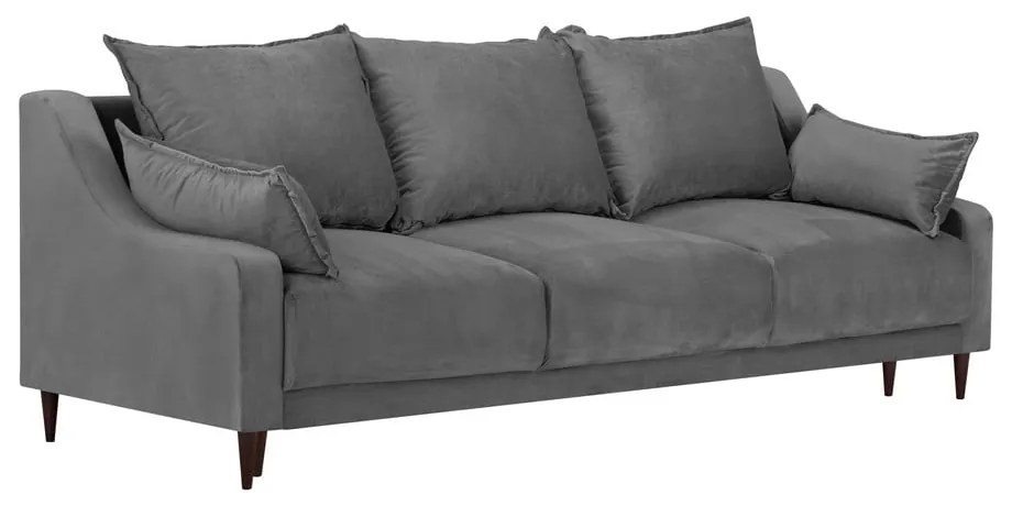 Šedá sametová rozkládací pohovka s úložným prostorem Mazzini Sofas Freesia, 215 cm