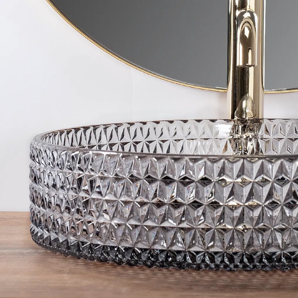 Rea, Umyvadlo na desku Rea Cristal Grey 39 nikl brush ring, REA-U8880