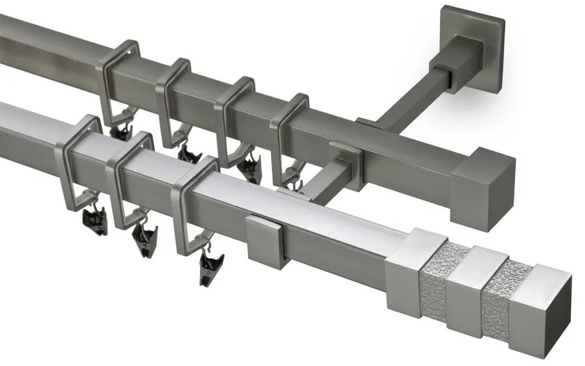 GARNÝŽE-HEBR Garnýž Verona matná stříbrná dvojitá 240 cm