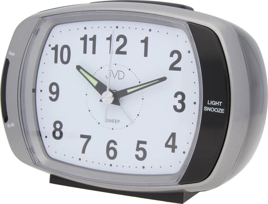 Analogový netikající tichý budík JVD SRP389.2 s ovětlením