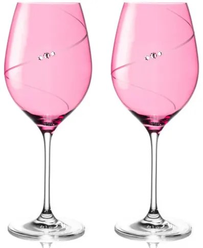 Diamante sklenice na červené víno Silhouette City Pink s krystaly Swarovski 470 ml 2KS