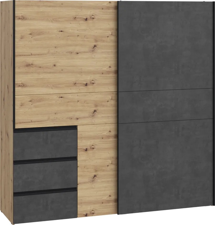 Skříň, dub artisan/tmavě šedý beton, VIOLO