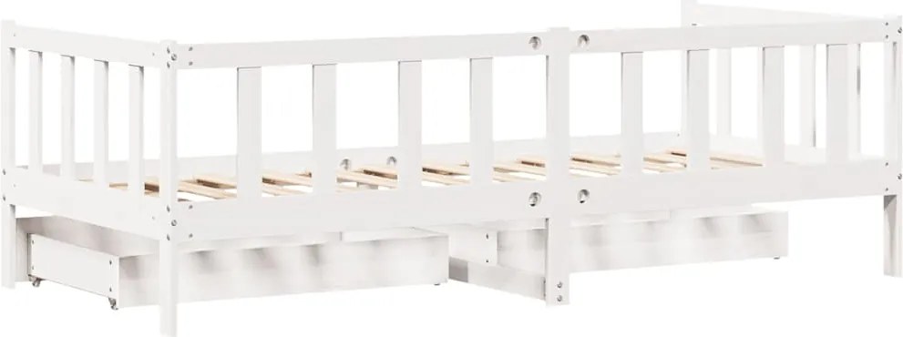 Válenda se zásuvkami bílá 80 x 200 cm masivní borovice 3302076