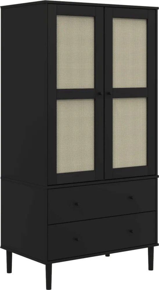 vidaXL Šatní skříň SENJA ratanový vzhled 90x55x175 cm borovice [358036] Barva: Černá