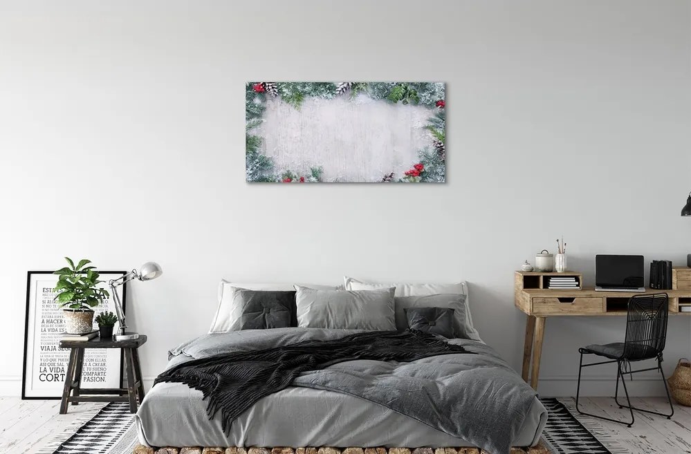 Obrazy na plátně Sněhové šišky, větvičky 120x60 cm