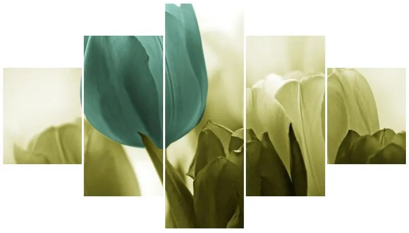Obraz modrého květu se zeleným pozadím  (125x70 cm), 40 dalších rozměrů