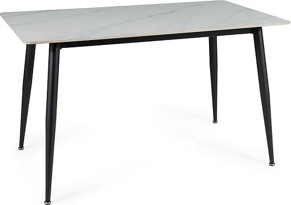 Jídelní stůl Rion 130 cm keramika bílý mramor/černý