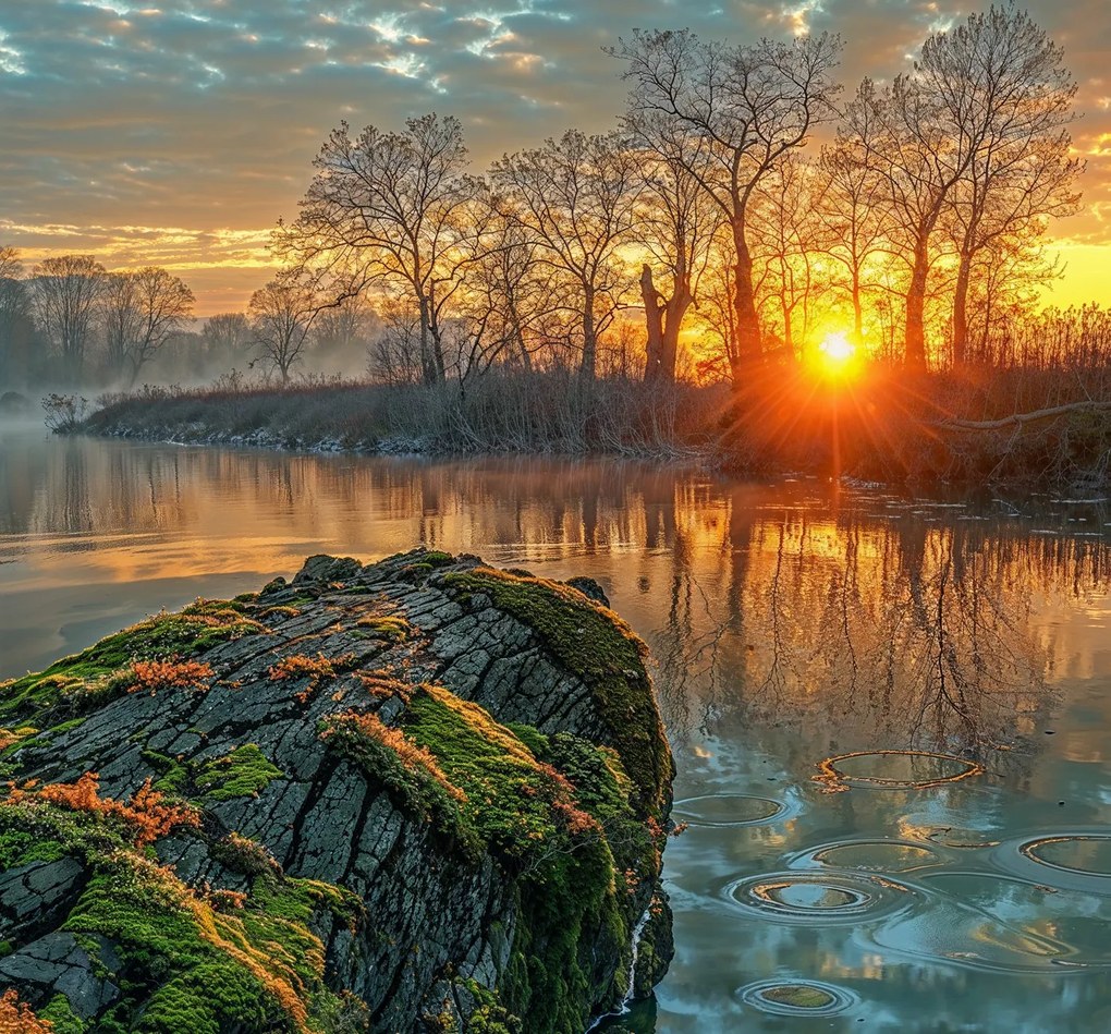 Obraz na plátně - Mechová kláda v mokřadech FeelHappy.cz Velikost obrazu (šířka x výška): 120 x 80 cm