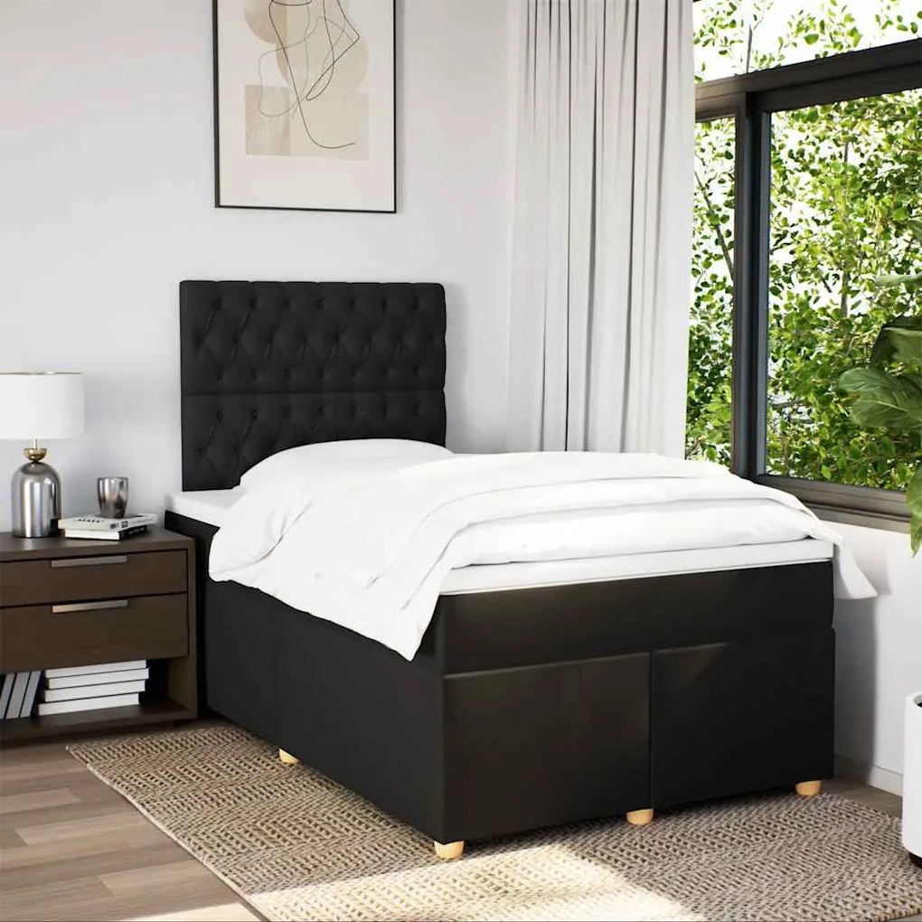 Box spring postel s matrací černá 120x200 cm textil 3293556