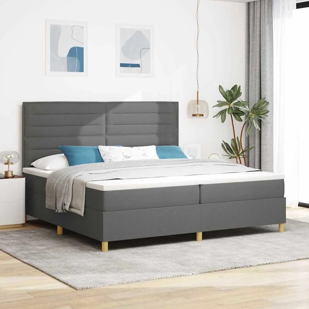 Postel s boxspringem s matrací Tmavě šedá 200 x 200 cm textil 3339568