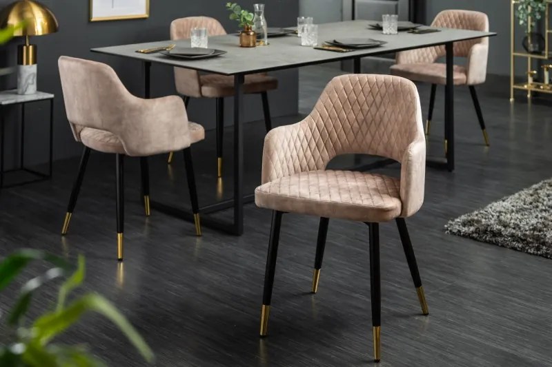 Designová židle Laney šedo-růžový samet