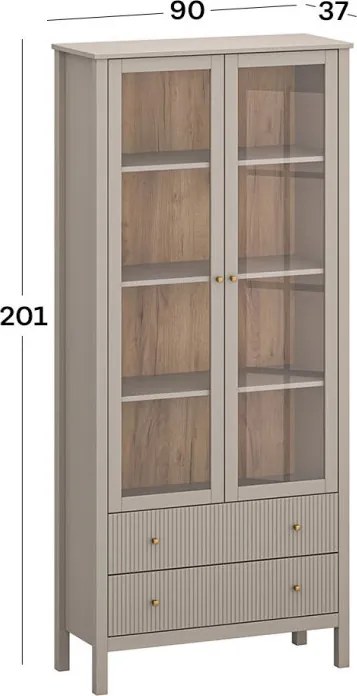Vitrína 2w2s (V) taupe Kleo