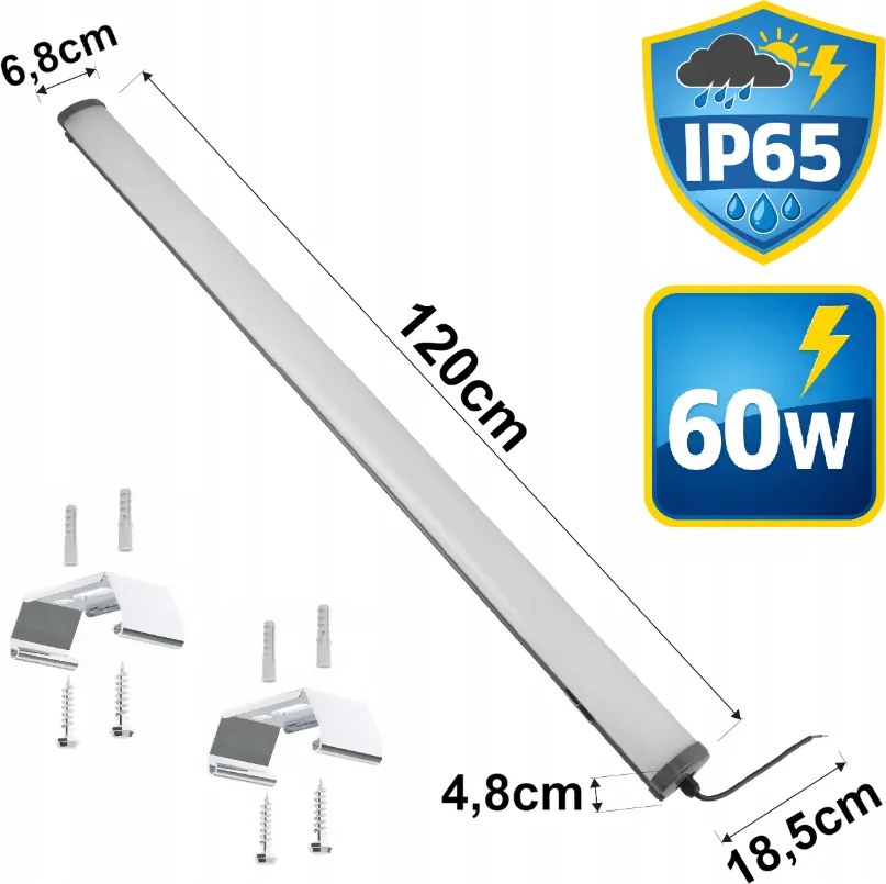 BERGE 4x LED stropní svítidlo 60W 6600lm 120cm 230v - neutrální bílá