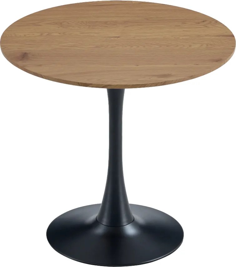 Jídelní stůl, dub/černá, průměr 80 cm, REVENTON NEW