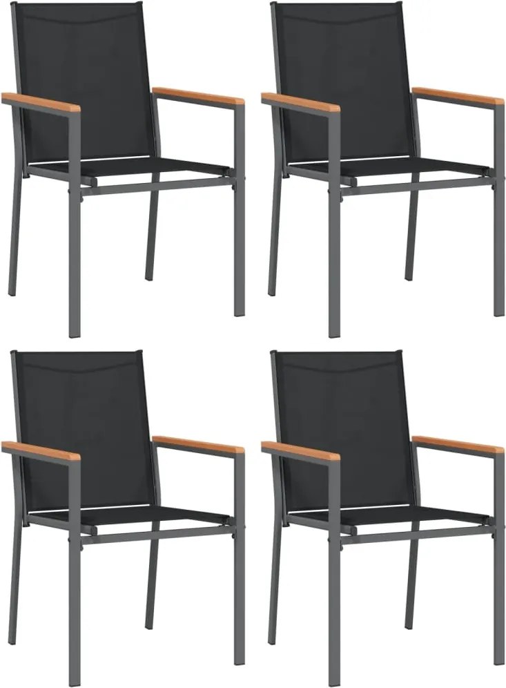 5dílný zahradní jídelní set černý textilen a ocel 3187034