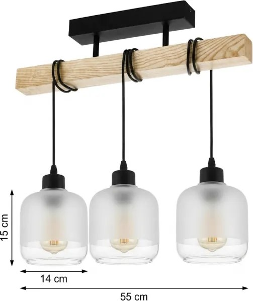 BRILAGI - Přisazený lustr WOOD GLASS 3xE27/60W/230V borovice/černá/bílá