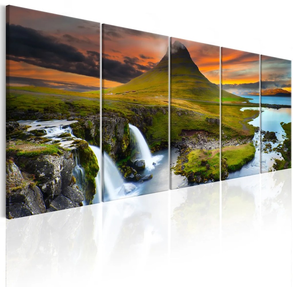 Pětidílný obraz - úžasný Island (150x60 cm) - Murando DeLuxe