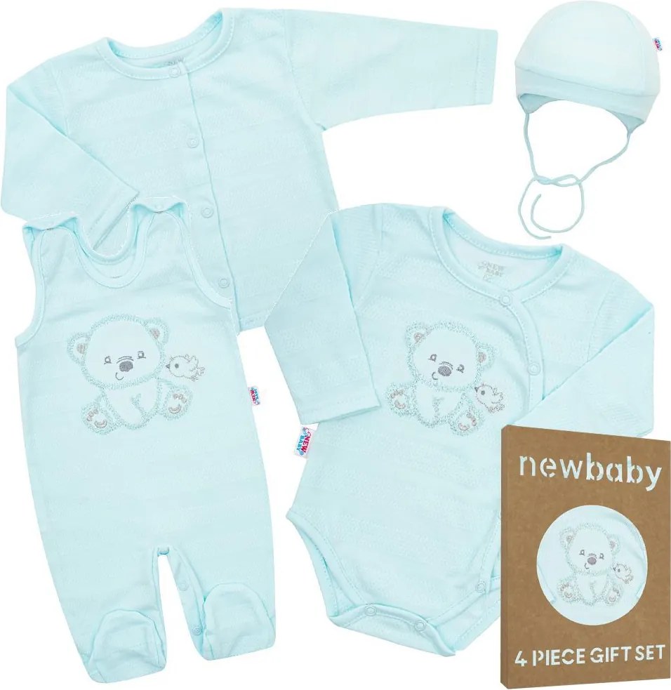 Kojenecká soupravička do porodnice New Baby Sweet Bear modrá, vel. 56 (0-3m)