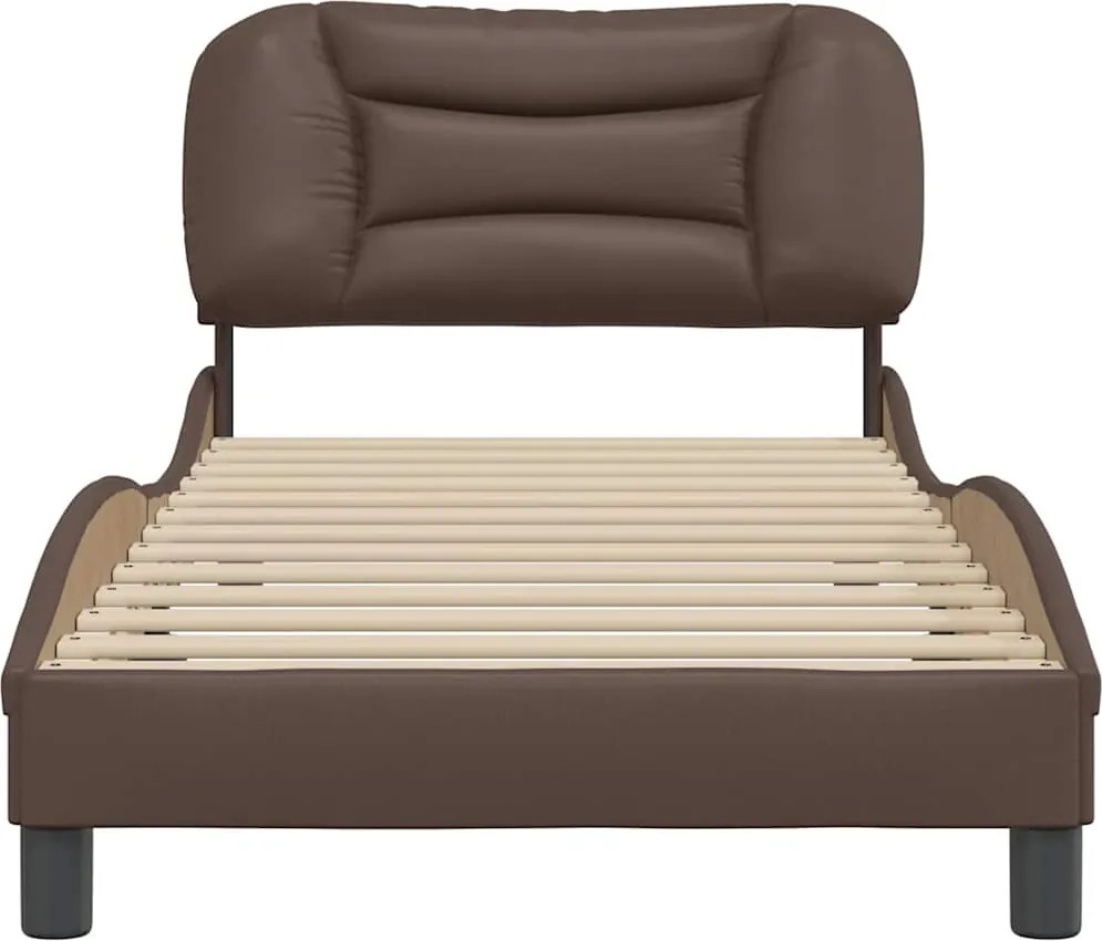 Rám postele bez matrace Hvar hnědý 90x200 cm umělá kůže 3207976