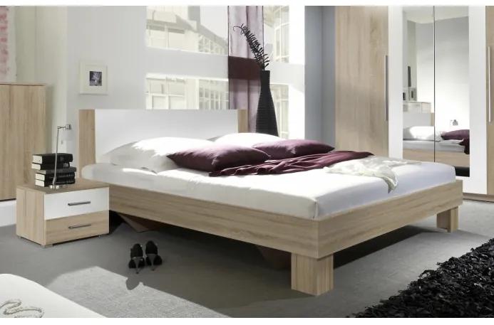 Moderní manželská postel s nočními stolky Aileen 6 - 160, Barevné provedení 1 bílá + černý ořech