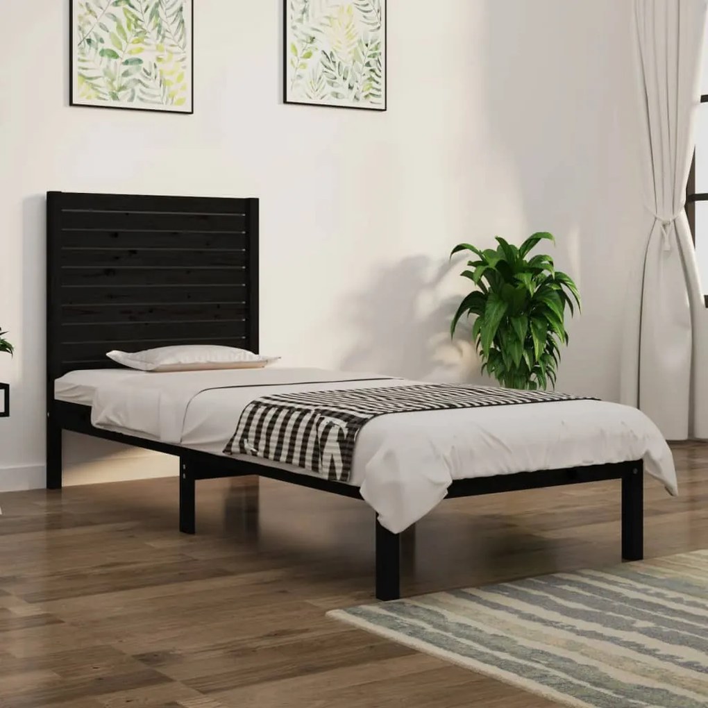 Rám postele bílý masivní dřevo 75 x 190 cm malé jednolůžko