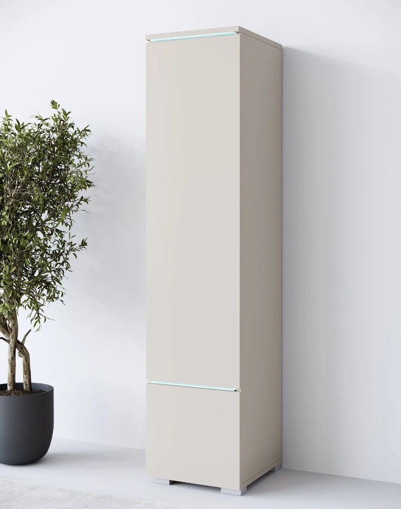 Sloupková skříňka do obývacího pokoje stojící/závěsná Vera kašmírová (VRBK001+LED)