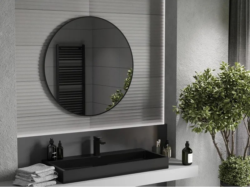 Mexen Loft kulaté koupelnové zrcadlo 90 cm, černý rám - 9850-090-090-000-70
