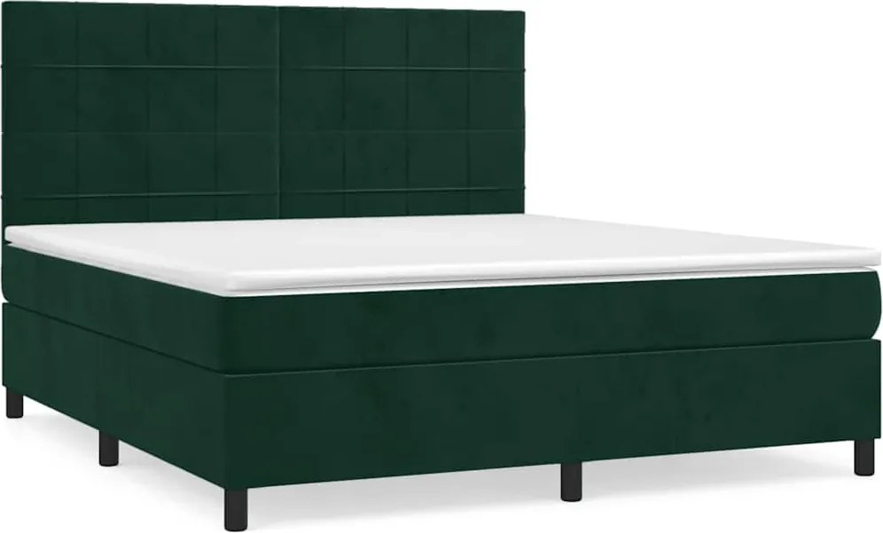 Box spring postel s matrací tmavě zelená 180x200 cm samet 3143040