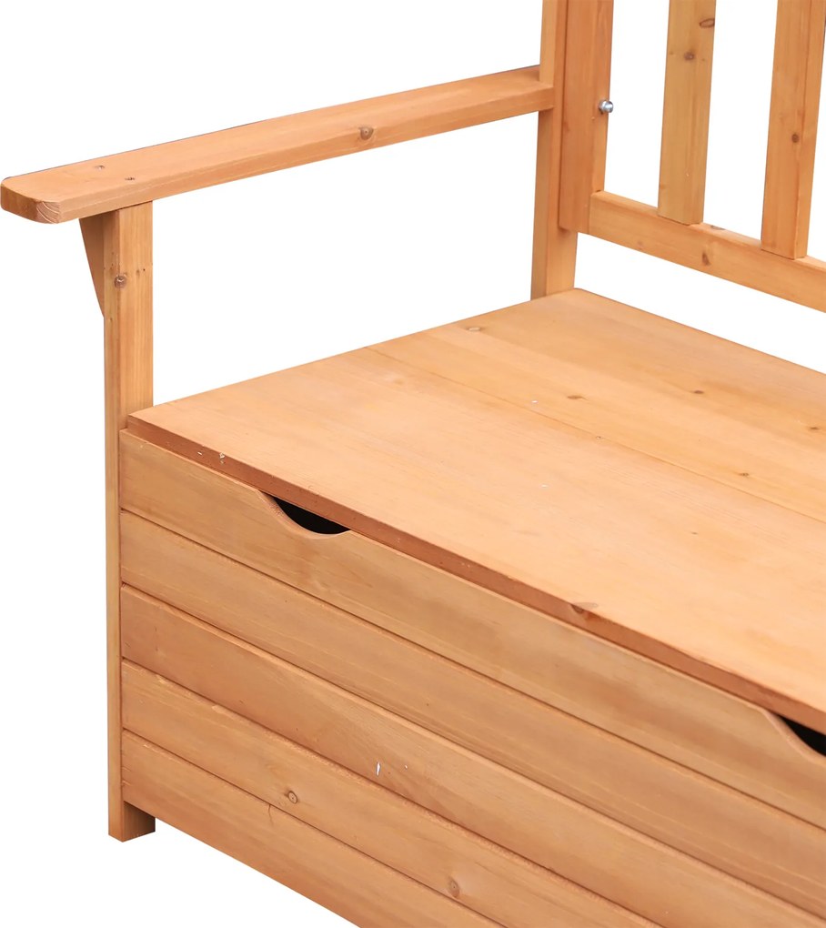 Outsunny zahradní lavička z borovicového dřeva s úložným prostorem, rozměry 112D x 58Š x 84V cm