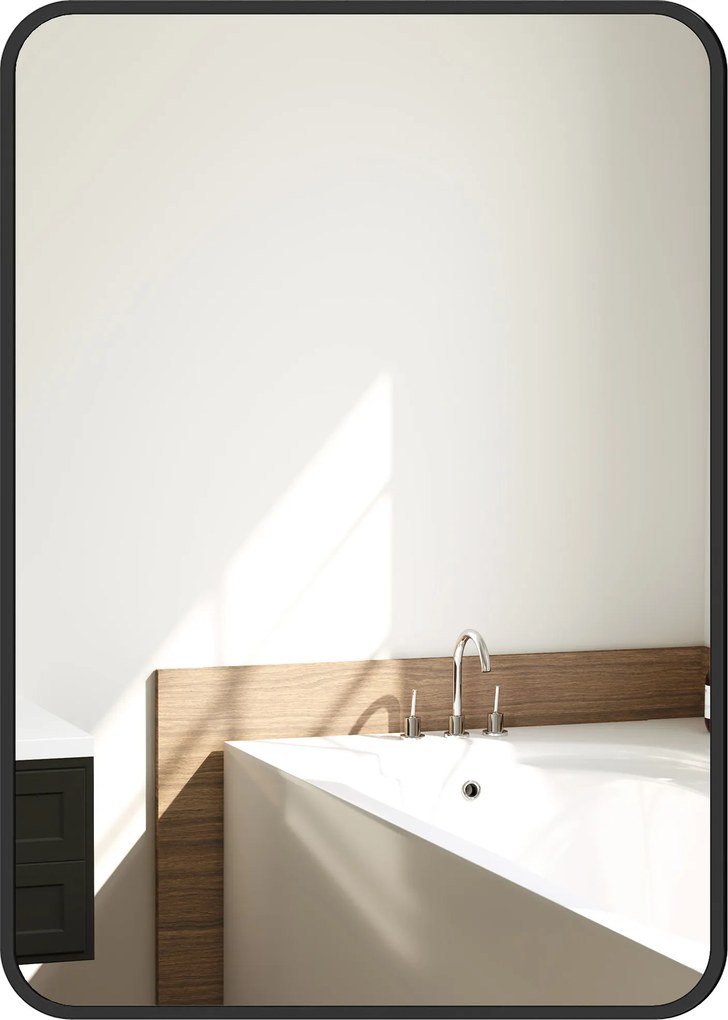 Nástěnné zrcadlo HOMCOM 50x70 cm - Dekorativní zrcadlo s kovovým rámem a snadnou instalací pomocí háčku do obývacího pokoje, předsíně a chodby