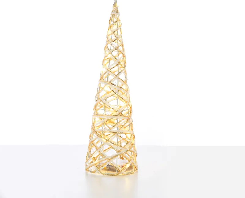 ACA Lighting LED dekorační stromek 40 cm, teplá bílá, 20 LED, 3xAA, zlatá barva