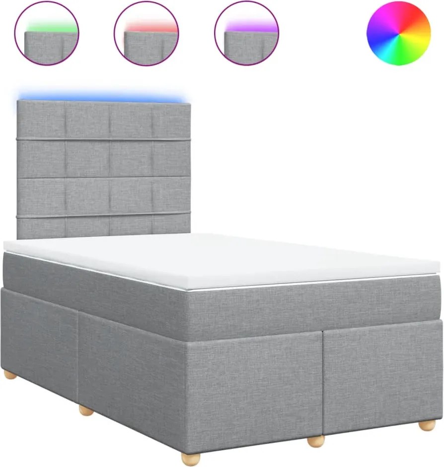 Box spring postel s matrací světle šedá 120x190 cm textil 3293519